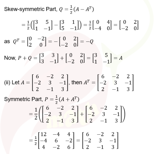 Express the following matrices as the sum of a symmetric and a skew ...