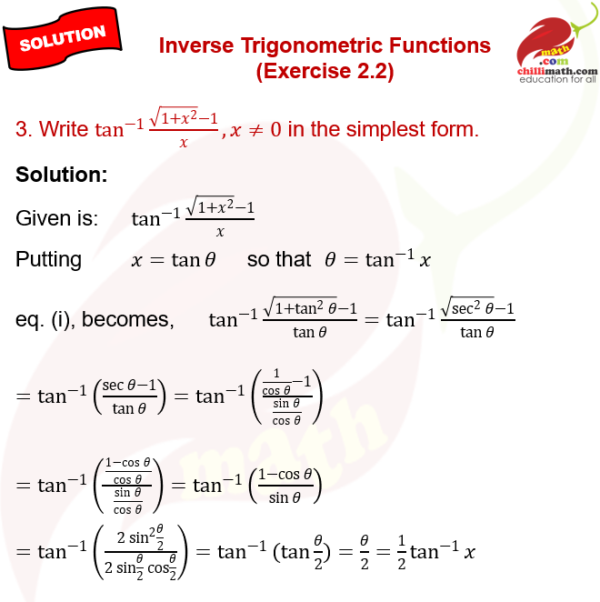 Ncert Solutions Class 12 Chapter 2 Inverse Trigonometric Functions ...